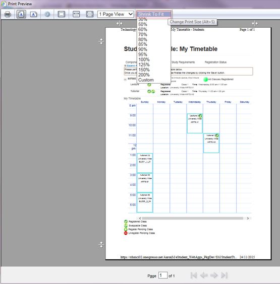 Printing a Timetable - JCU Australia
