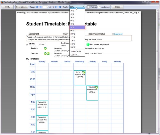Printing a Timetable - JCU Australia